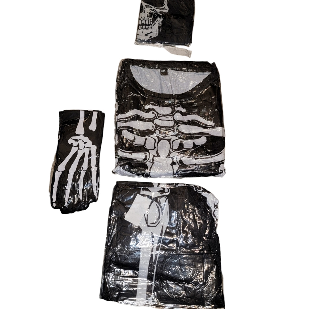 Adult Skeleton 4 Piece Halloween Costume - Size Xxl - Gem